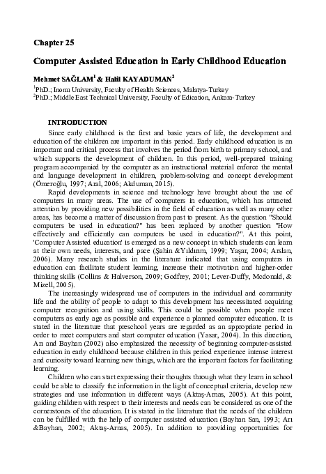 (PDF) Computer Assisted Education in Early Childhood Education