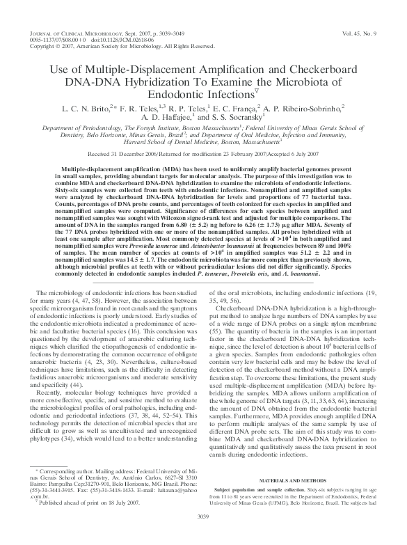 (PDF) Use of Multiple-Displacement Amplification and Checkerboard DNA ...