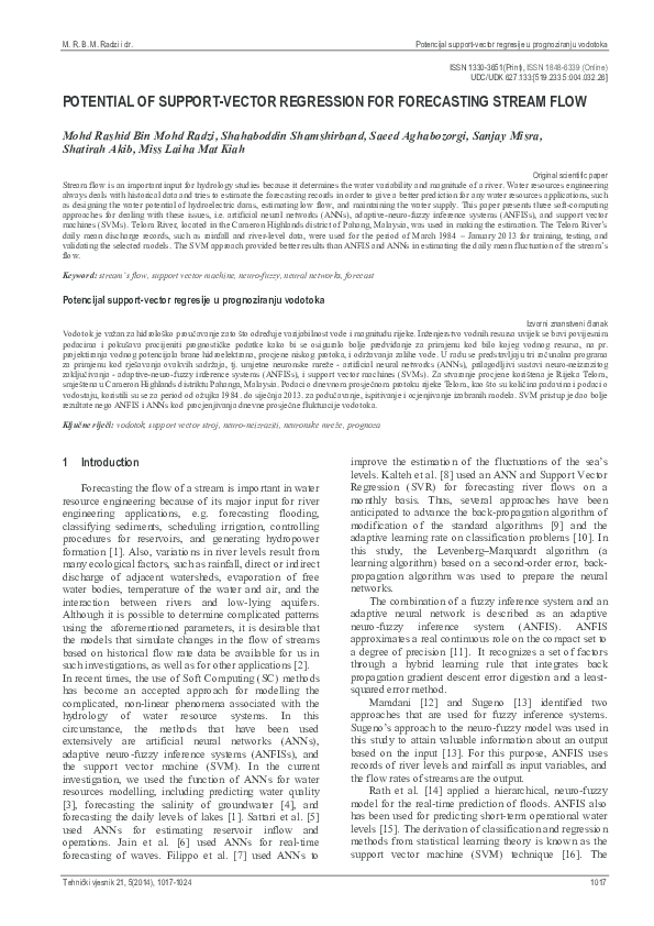 (PDF) Potential of support-vector regression for forecasting stream flow