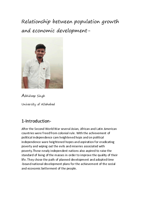 (DOC) Relationship between population growth and economic development