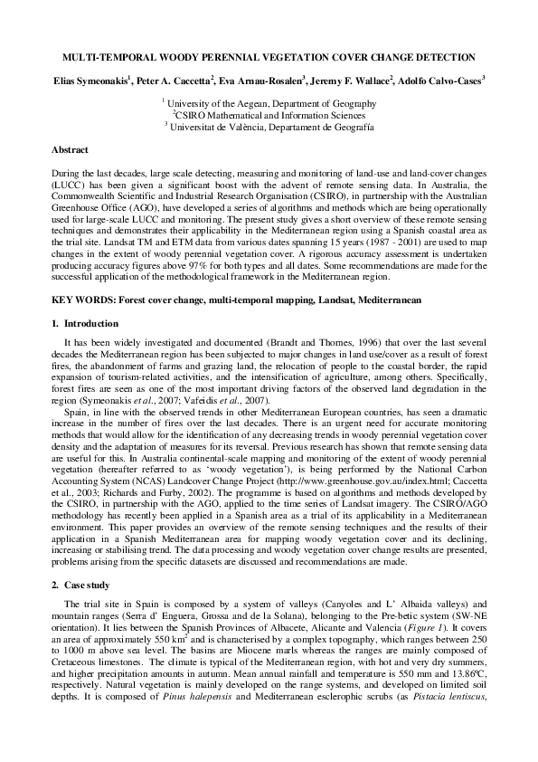(PDF) Multi-Temporal Woody Perennial Vegetation Cover Change Detection