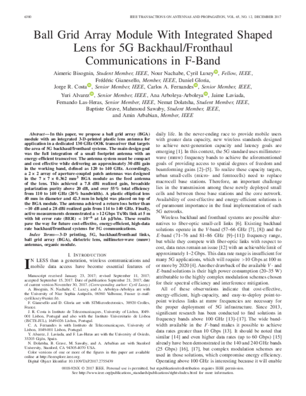 (PDF) Ball Grid Array Module With Integrated Shaped Lens for 5G ...