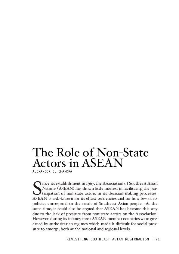 (PDF) The Role of Non-State Actors in ASEAN
