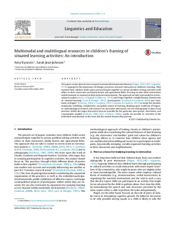 (PDF) Multimodal and multilingual resources in children's framing of ...
