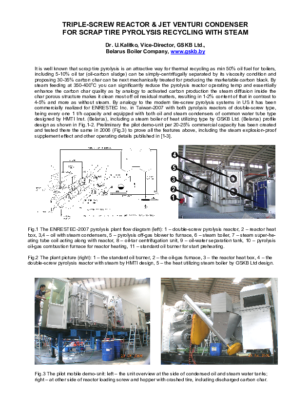 (PDF) TRIPLE-SCREW REACTOR & JET VENTURI CONDENSER FOR SCRAP TIRE ...
