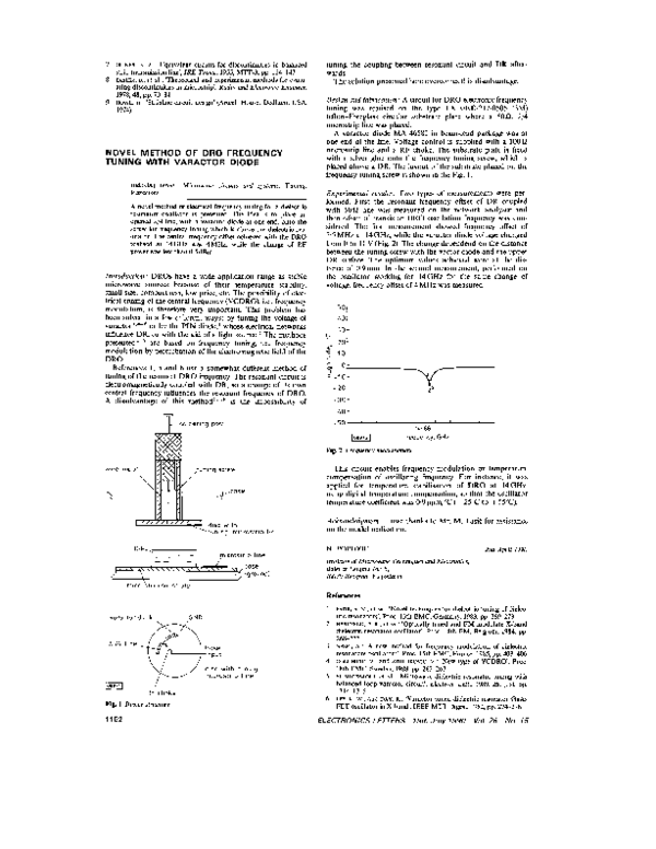 Pdf Novel Method Of Dro Frequency Tuning With Varactor Diode Electronics Letters