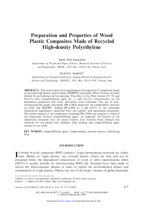 (PDF) Preparation and Properties of Wood Plastic Composites Made of ...