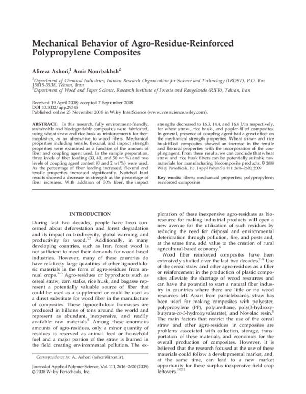 (PDF) Mechanical behavior of agro-residue-reinforced polypropylene ...