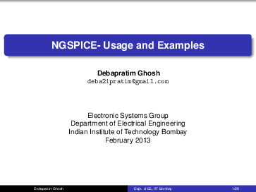 (PDF) NGSPICE-Usage and Examples