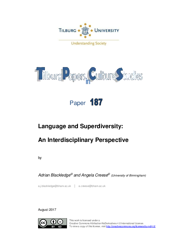 (PDF) TPCS 187: "Language and Superdiversity: An Interdisciplinary ...
