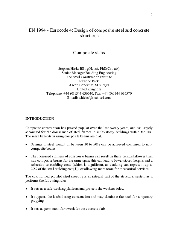 (PDF) EN 1994 -Eurocode 4: Design of composite steel and concrete ...