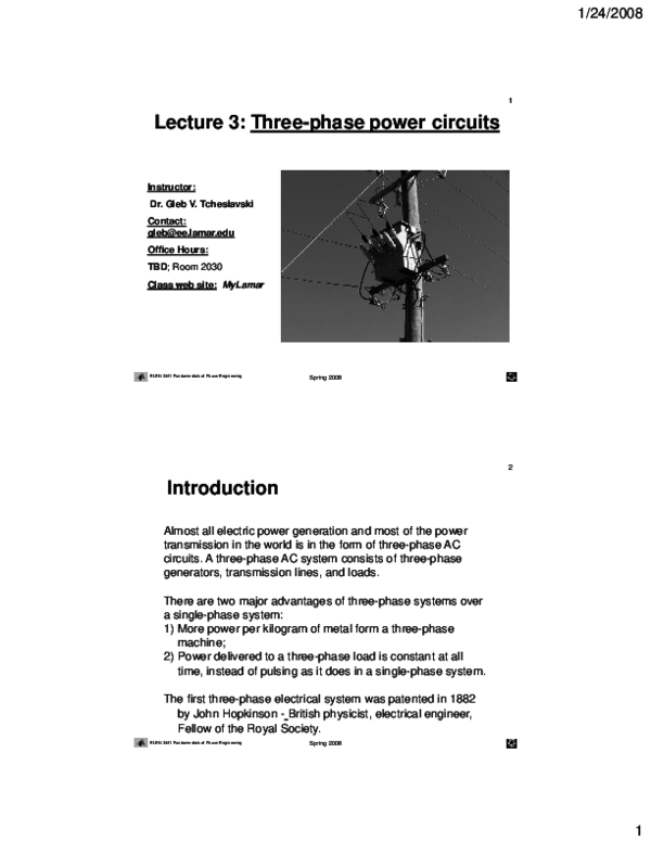 (PDF) Lecture 3: Three-phase power circuits