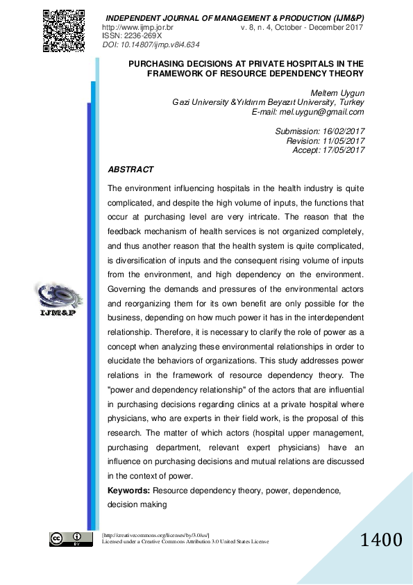 (PDF) INDEPENDENT JOURNAL OF MANAGEMENT & PRODUCTION (IJM&P) PURCHASING ...