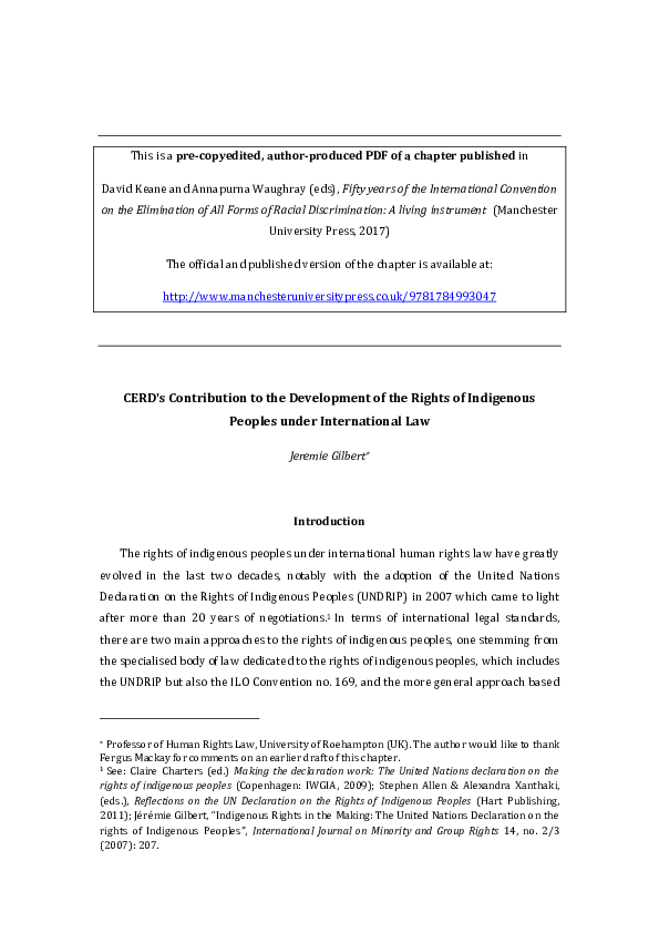 (PDF) The Committee on the Elimination of Racial Discrimination's ...