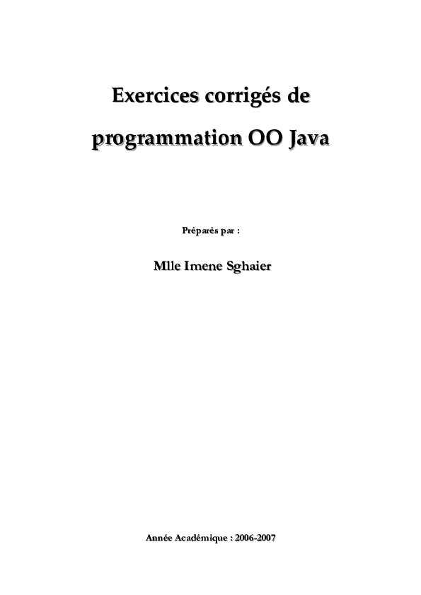 (PDF) Exercices programmation java