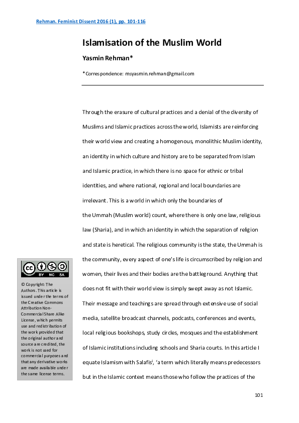 (PDF) Islamisation of the Muslim World