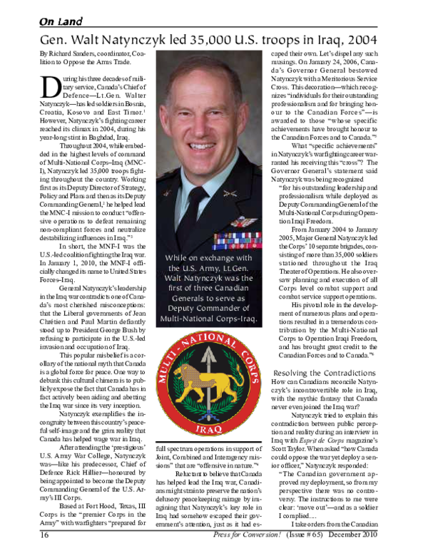 (PDF) General Walt Natynczyk led 35,000 U.S. troops in Iraq, 2004 ...