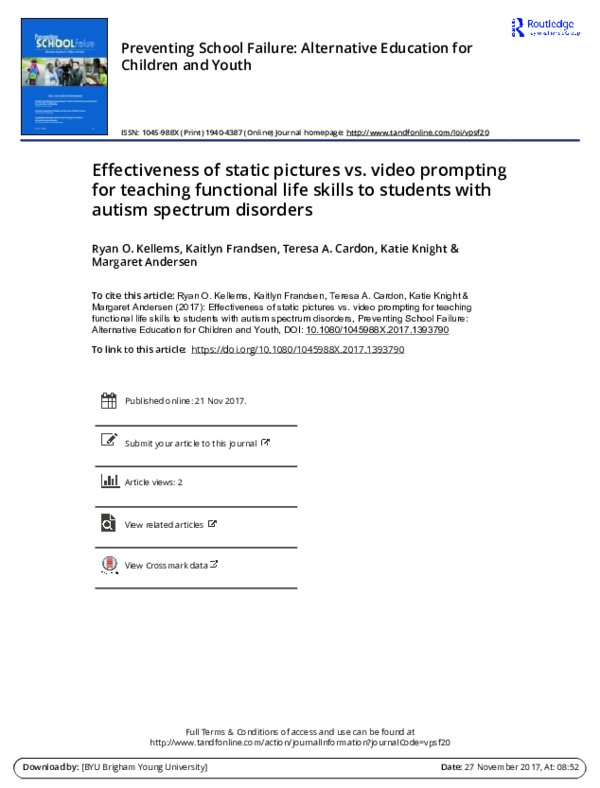 (PDF) Effectiveness of static pictures vs. video prompting for teaching ...