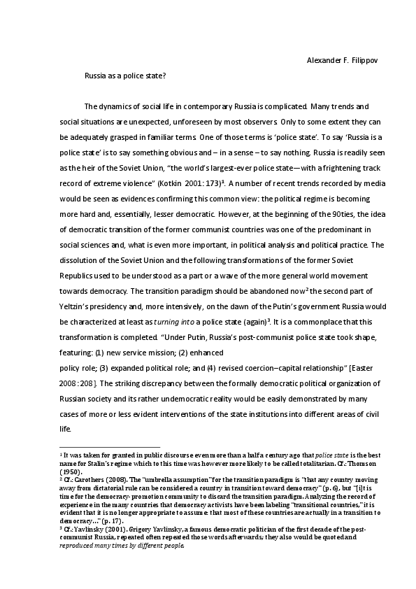 (DOC) Russia as a police state?