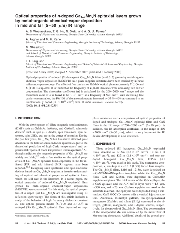 (PDF) Optical properties of n-doped Ga1− xMnxN epitaxial layers grown ...