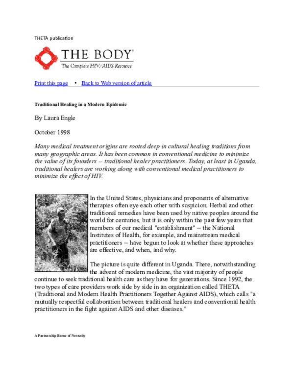 (DOC) Traditional Healing in a Modern Epidemic