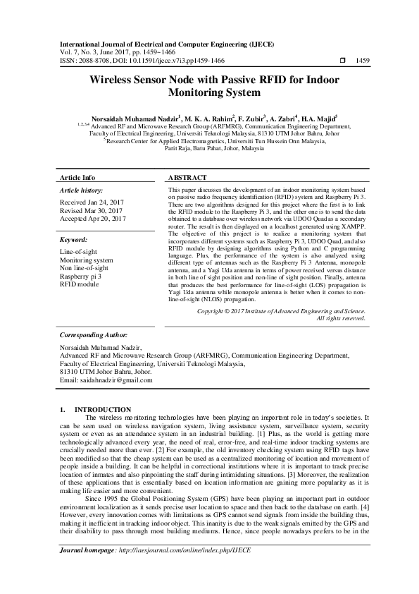 Pdf Wireless Sensor Node With Passive Rfid For Indoor Monitoring System Line Of Sight