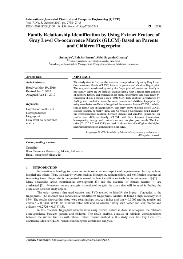 (PDF) Family Relationship Identification by Using Extract Feature of Gray Level Co-occurrence ...