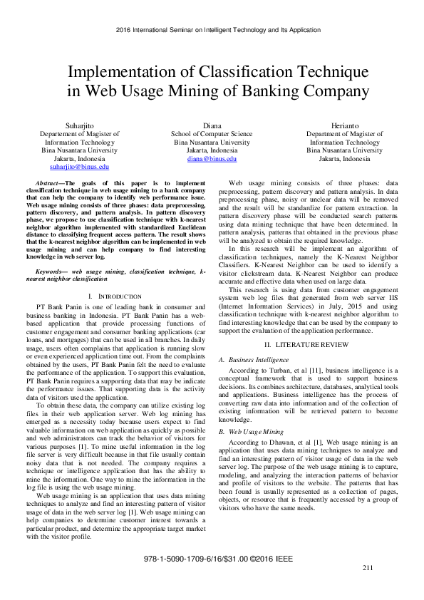 Pdf Implementation Of Classification Technique In Web Usage Mining Of Banking Company