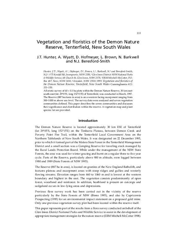 (PDF) Vegetation and floristics of the Demon Nature Reserve ...