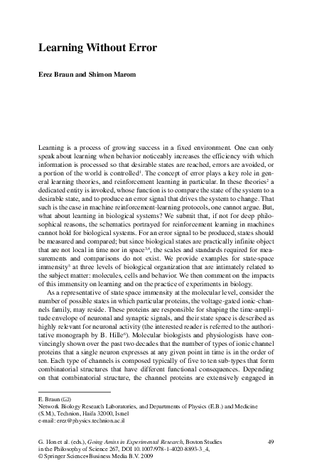 (PDF) Learning Without Error