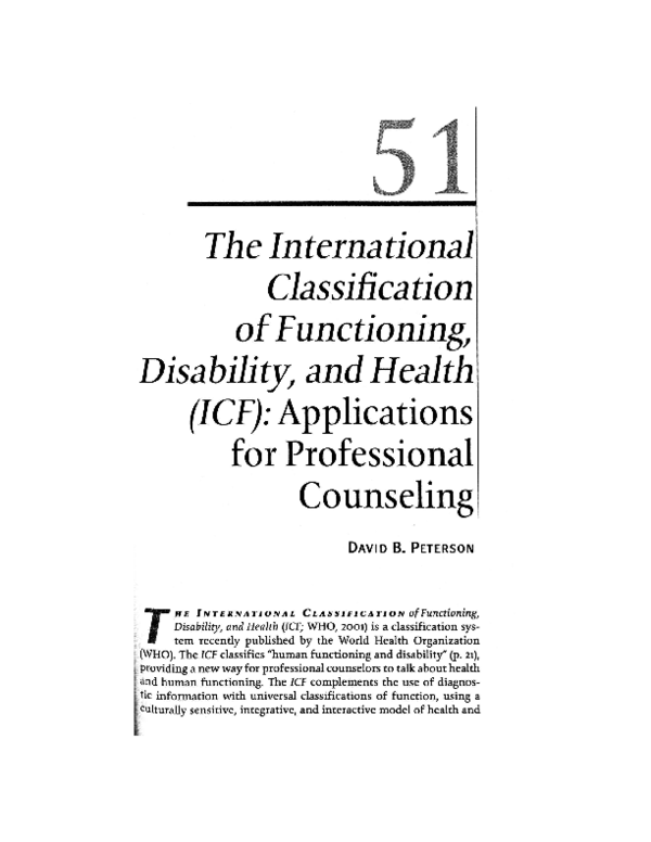 (PDF) The International Classification of Functioning, Disability, and ...