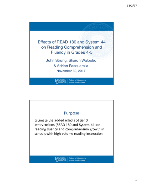 (PDF) Effects of READ 180 and System 44 on Reading Comprehension and ...