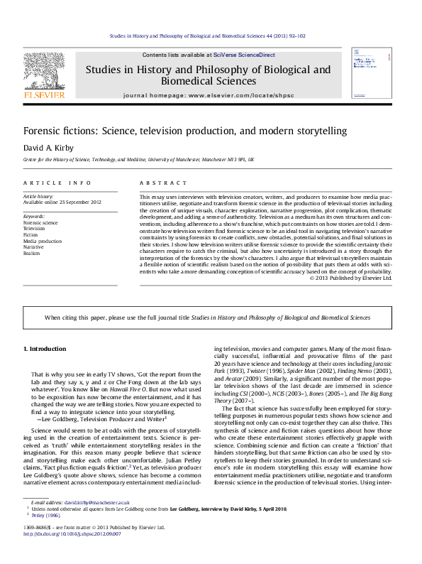 (PDF) Forensic fictions: Science, television production, and modern ...