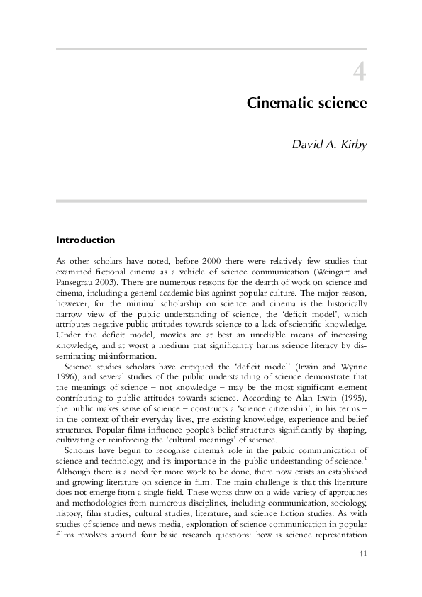 (PDF) Cinematic Science: The Public Communication of Science and ...