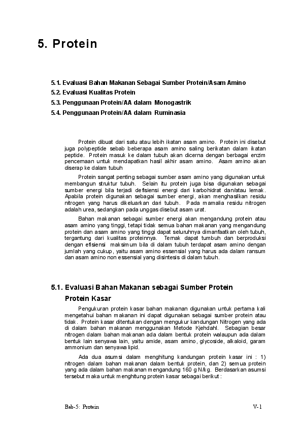 (DOC) Landasan Ilmu Nutrisi 5: Protein