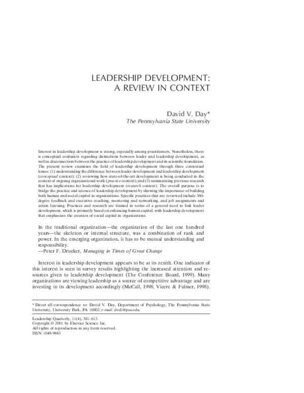 (PDF) LEADERSHIP DEVELOPMENT: A REVIEW IN CONTEXT