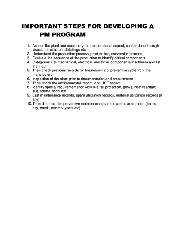 (DOC) IMPORTANT STEPS FOR DEVELOPING A PM PROGRAM