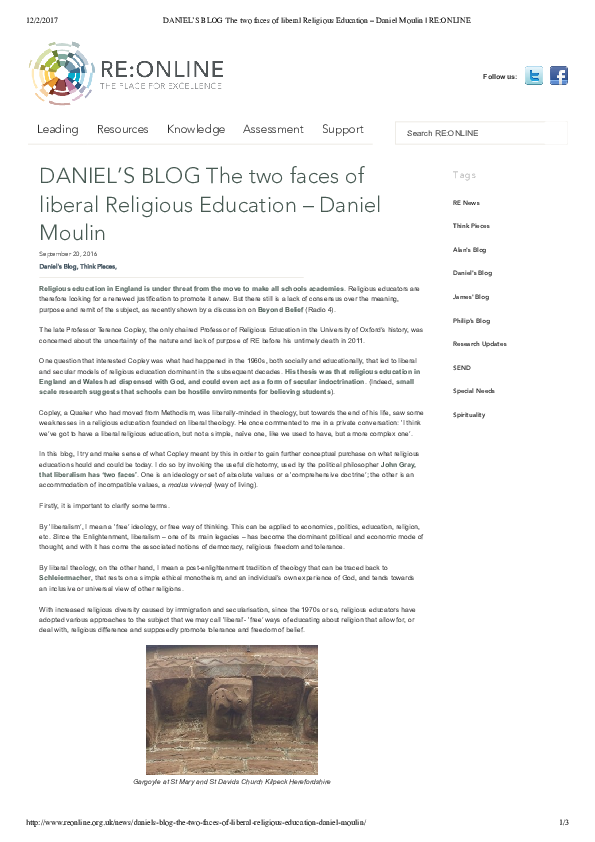 (PDF) The two faces of liberal religious education
