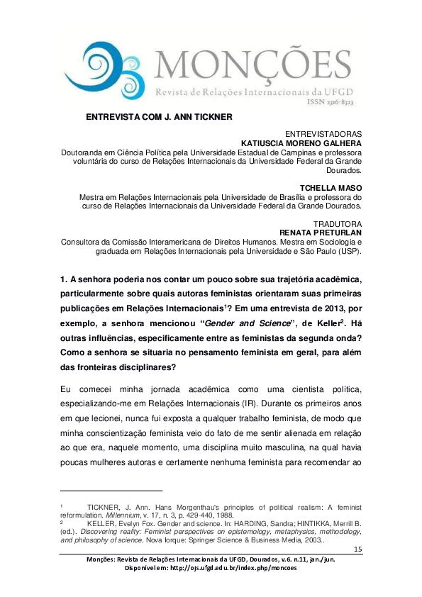 (PDF) Entrevista com J. Ann Tickner