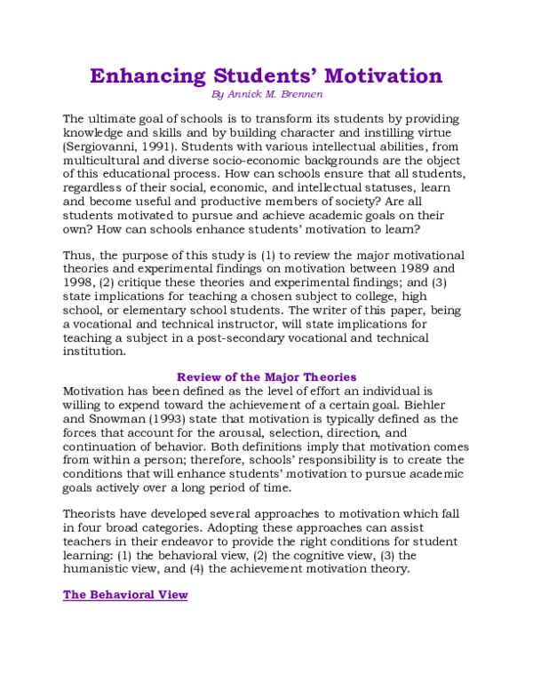 (DOC) Enhancing Students' Motivation