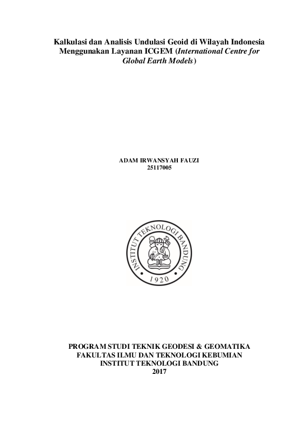 (PDF) Kalkulasi dan Analisis Undulasi Geoid di Wilayah Indonesia ...