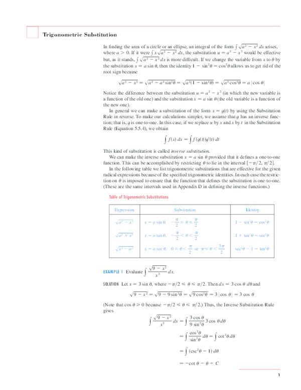 (PDF) Trigonometric Substitution