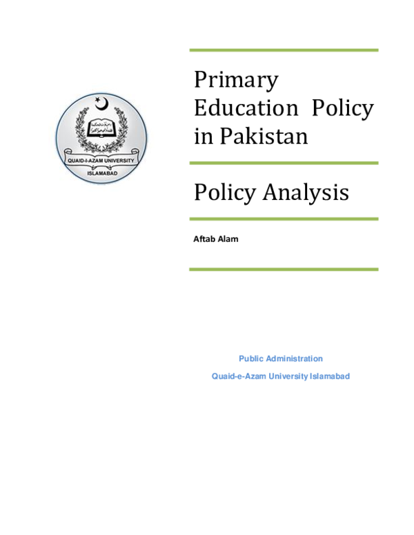 (DOC) Primary Educational Policy Analysis Pakistan.docx