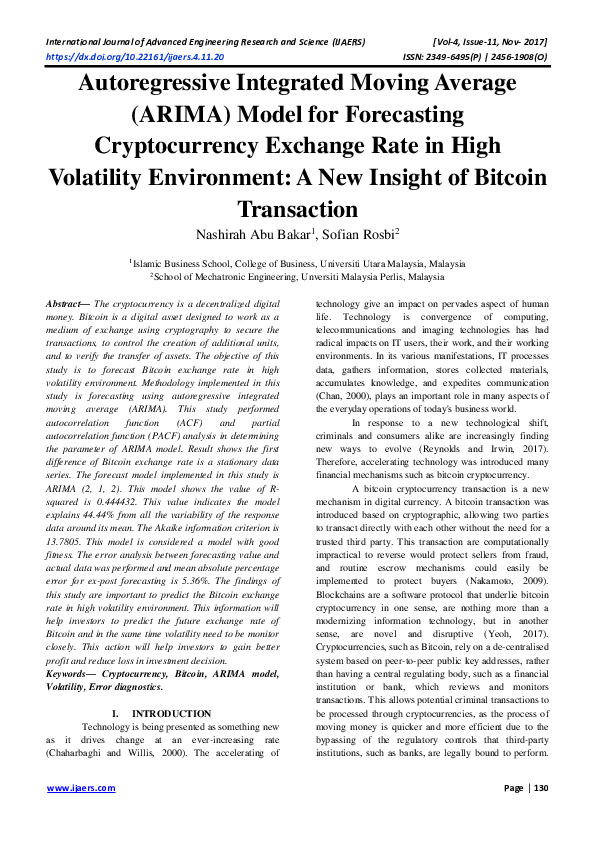 (PDF) Autoregressive Integrated Moving Average (ARIMA) Model for ...