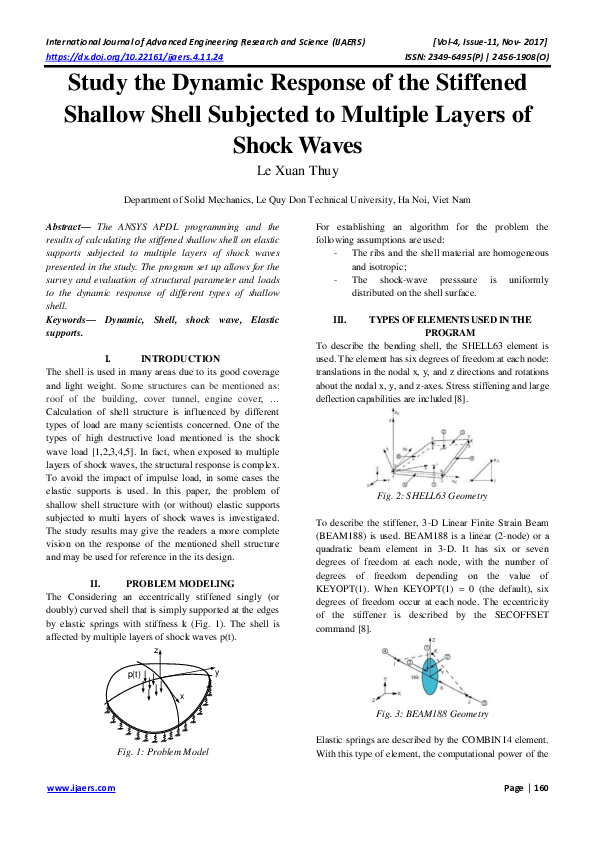 (PDF) Study the Dynamic Response of the Stiffened Shallow Shell ...