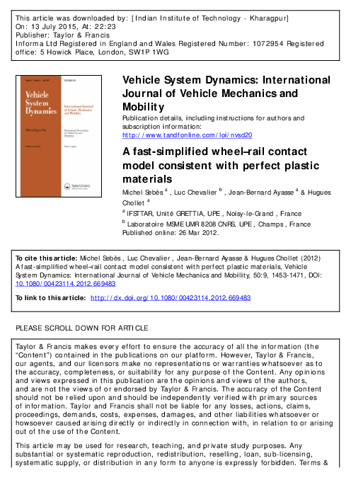 (PDF) Vehicle System Dynamics: International Journal of Vehicle ...