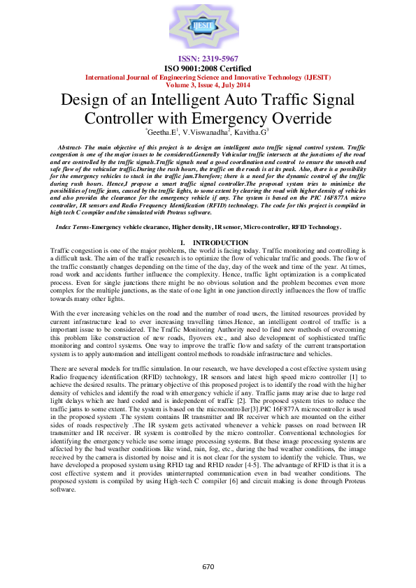 (PDF) Design of an Intelligent Auto Traffic Signal Controller with ...