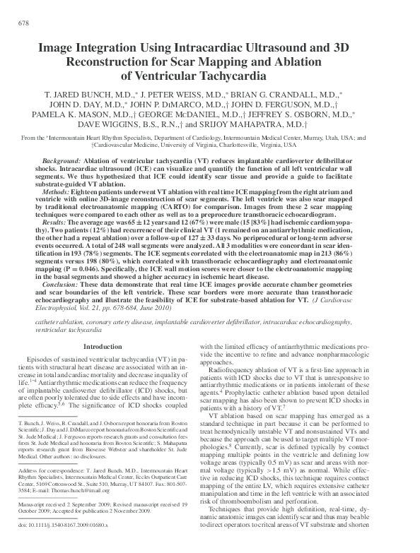 (PDF) Image Integration Using Intracardiac Ultrasound and 3D Reconstruction for Scar Mapping and ...