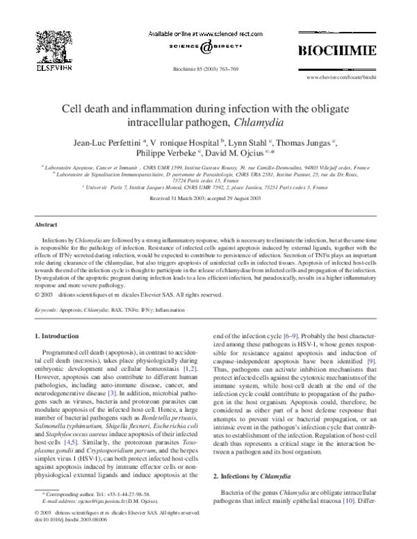 (PDF) Cell death and inflammation during infection with the obligate ...