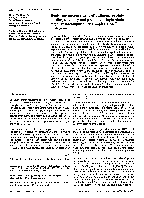 (PDF) Real-time measurement of antigenic peptide binding to empty and preloaded single-chain ...